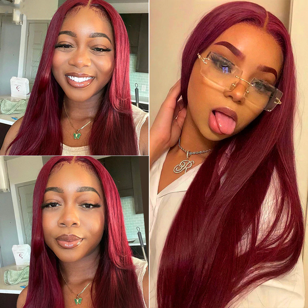Cranberry Hair 99J Color Straight 13X4 Lace Front Wig