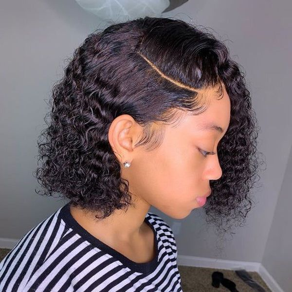 Cranberry Deep Wave Lace Front Bob Wigs Short Peruvian Human Hair Wigs ...